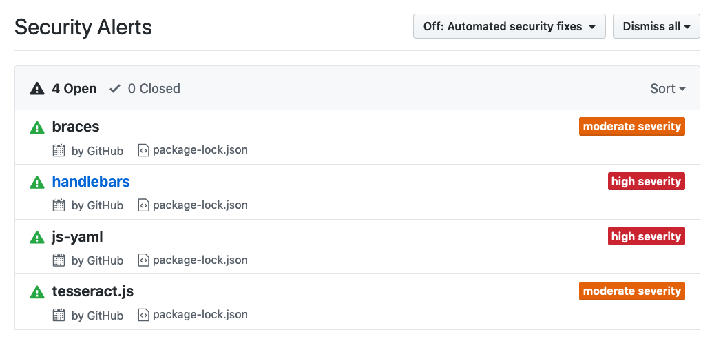 GitHub Vulnerable Dependency Alarm – Wayne's Garden